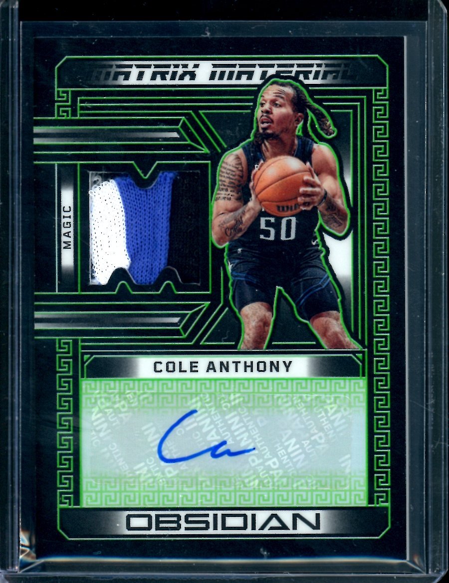 2022/23 Panini Obsidian Cole Anthony Matrix Materials Patch Auto /25 M ...