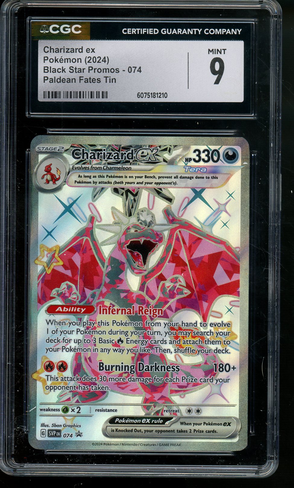 2024 Pokemon Paldean Fates Pokemon Charizard EX Black Star Promo CGC 9 ...